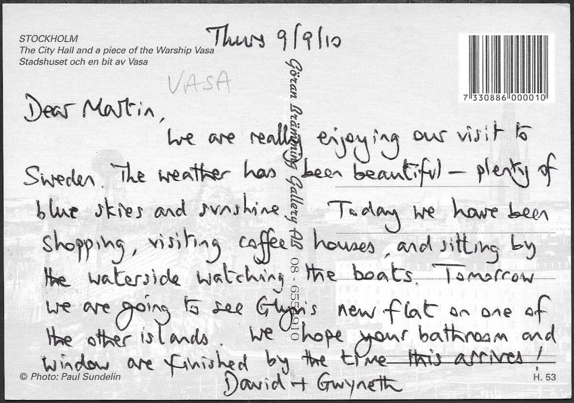 Stockholm City Hall and Vasa - postcard