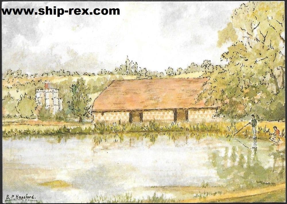 Titchfield The Tithe Barn - artist postcard