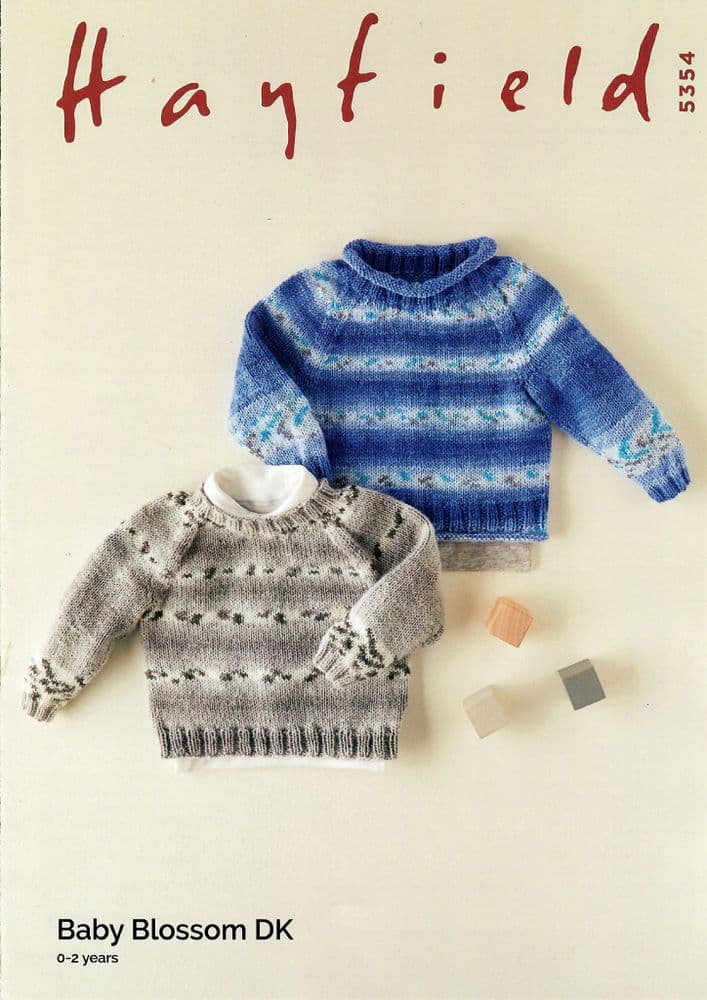 Hayfield Baby Blossom Double Knit - 5354 Sweater Knitting Pattern