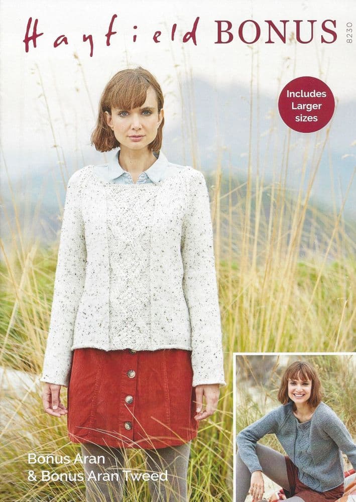 Hayfield Bonus Aran - 8230 Sweater Knitting Pattern