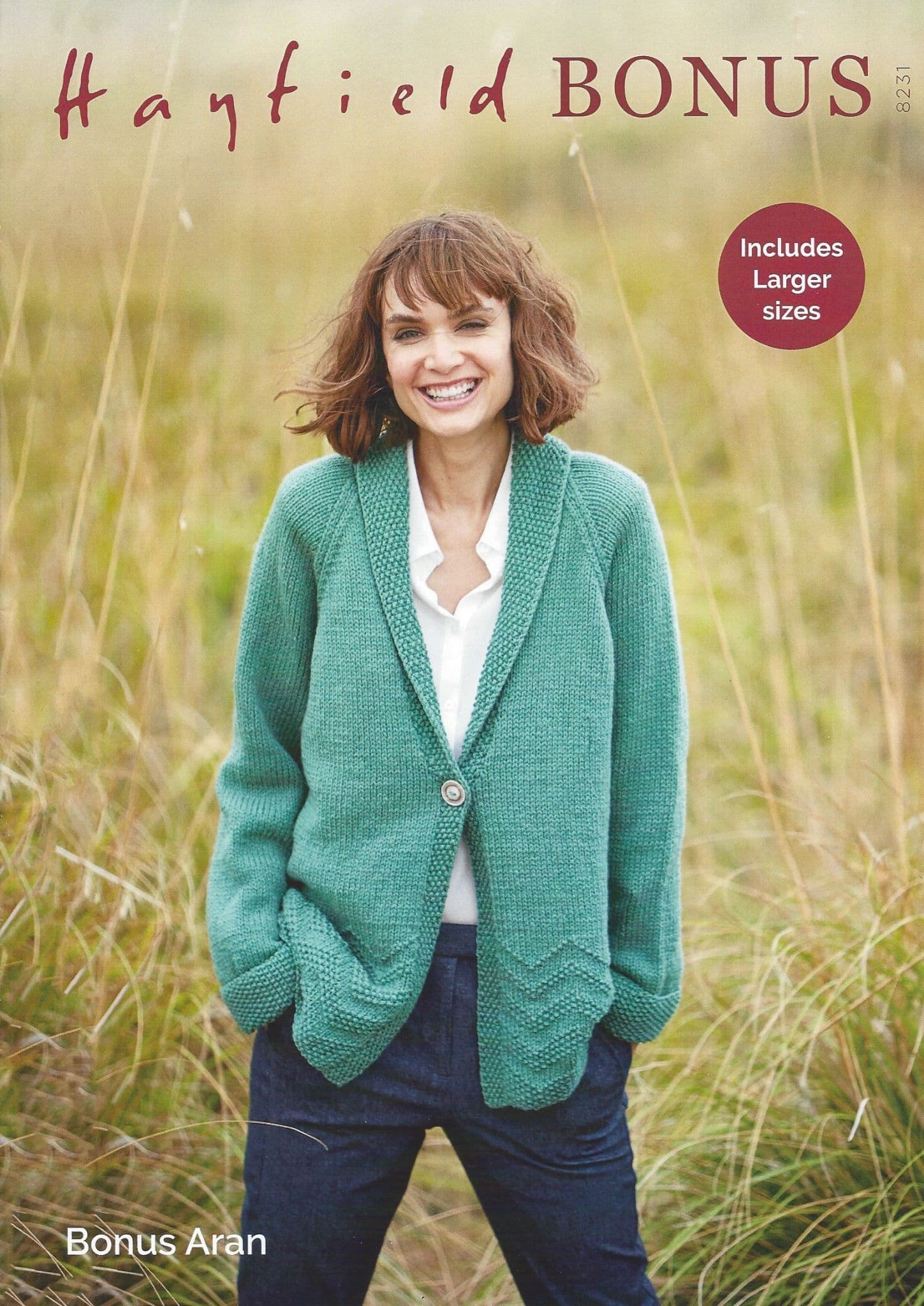 Hayfield Bonus Aran - 8231 Jacket Knitting Pattern