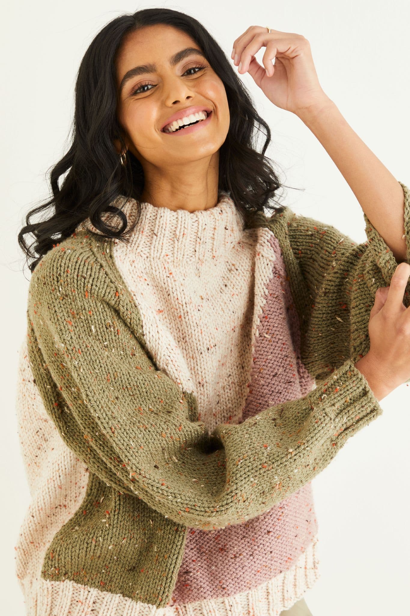 Hayfield Bonus Chunky Tweed Knitting Pattern - 10345 Sweater