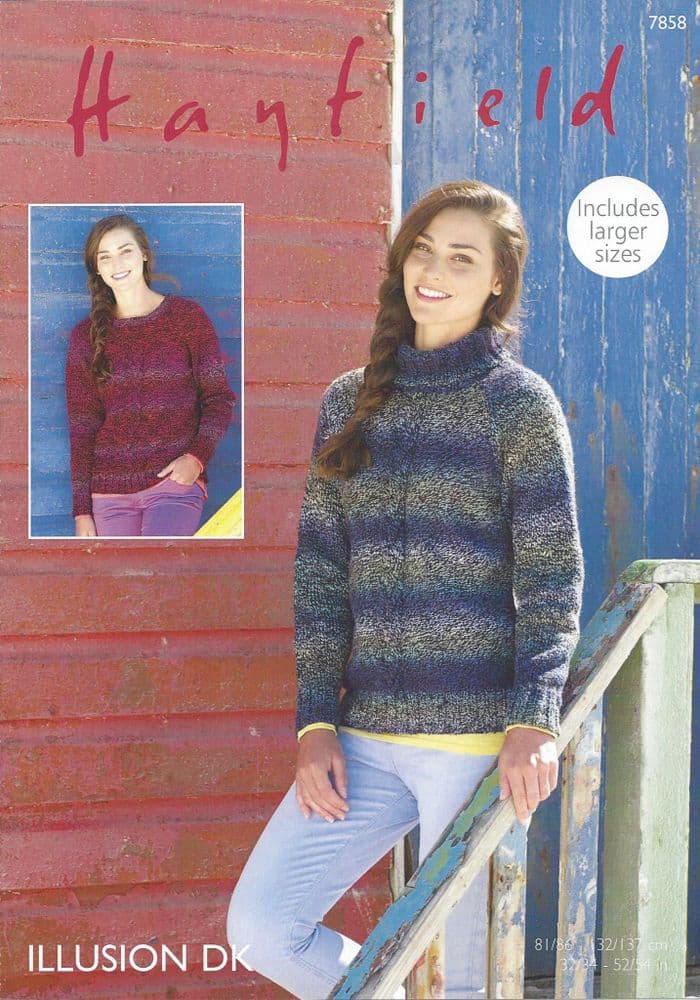 Hayfield Illusion DK - 7858 Woman s Sweaters Knitting Pattern