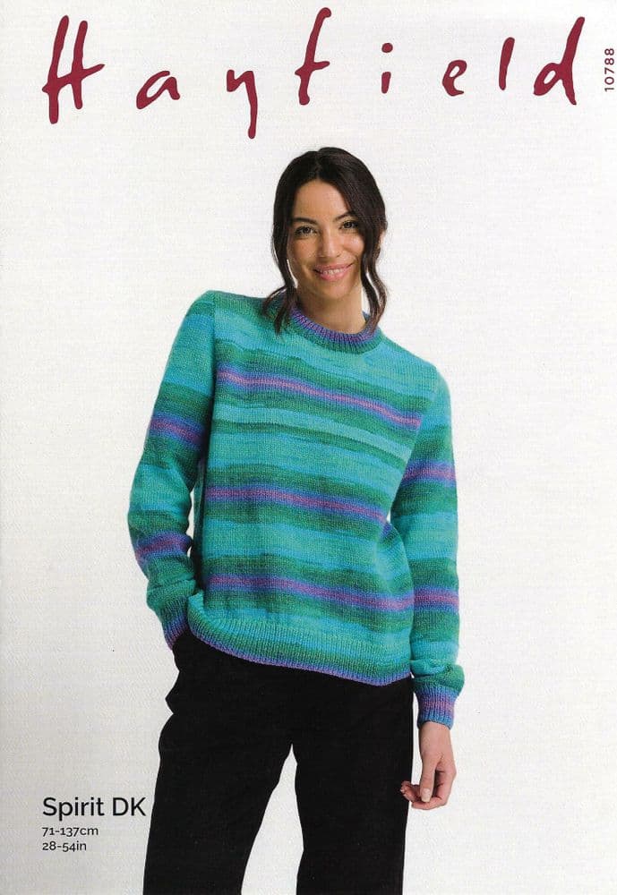 Hayfield Spirit Double Knit - 10788 Ladies Sweater Knitting Pattern