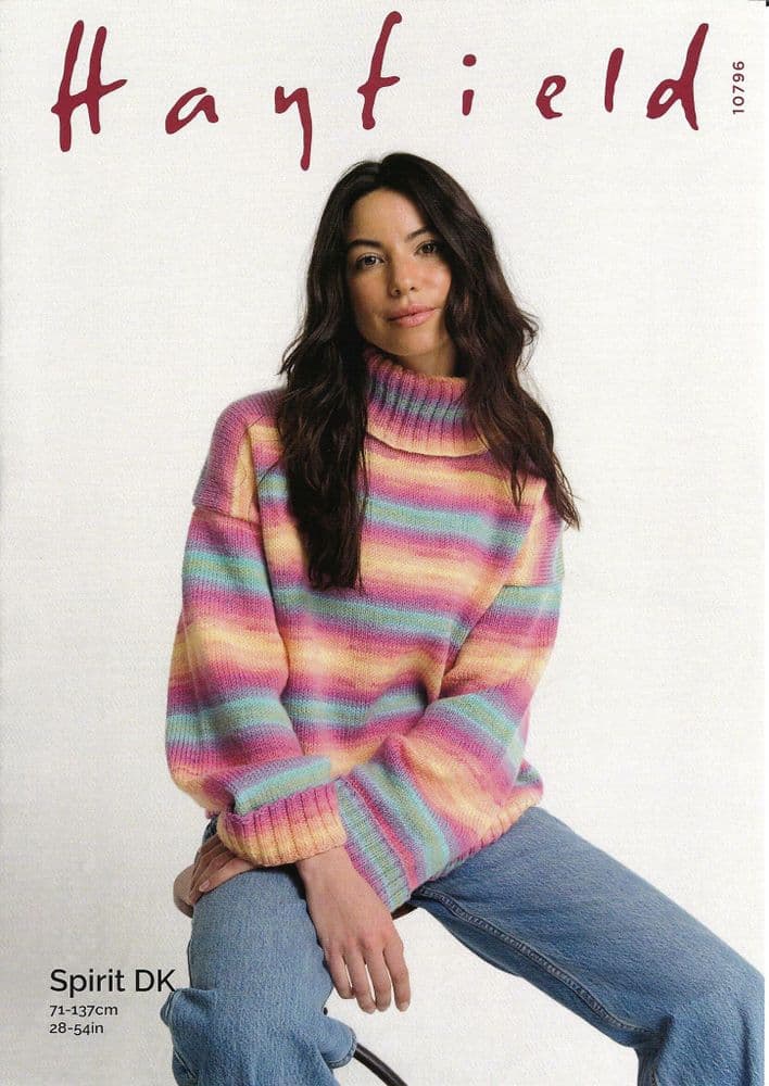 Hayfield Spirit Double Knit - 10796 Ladies Sweater Knitting Pattern