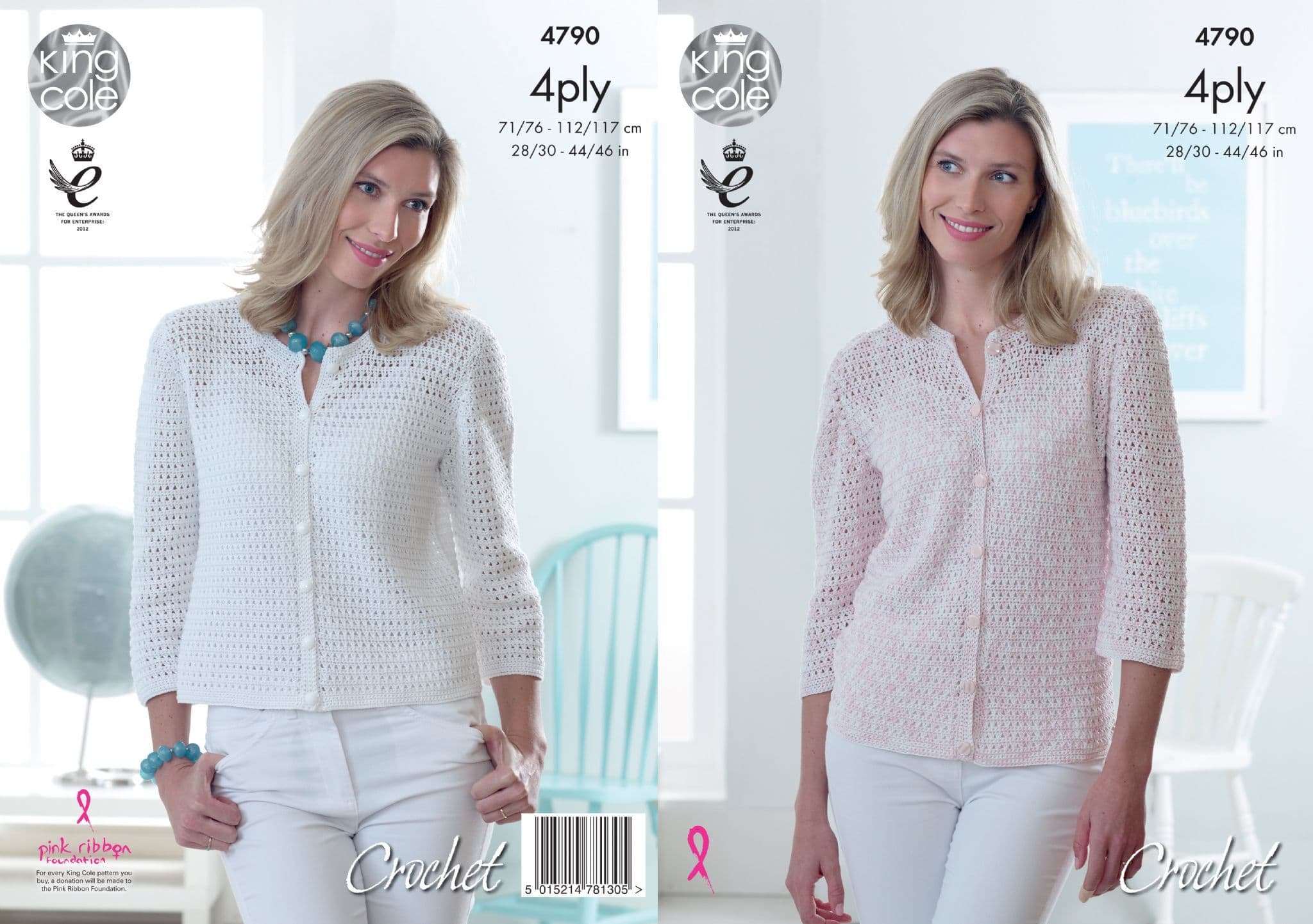 King Cole 4 Ply Crochet Pattern - 4790 Ladies Cardigan