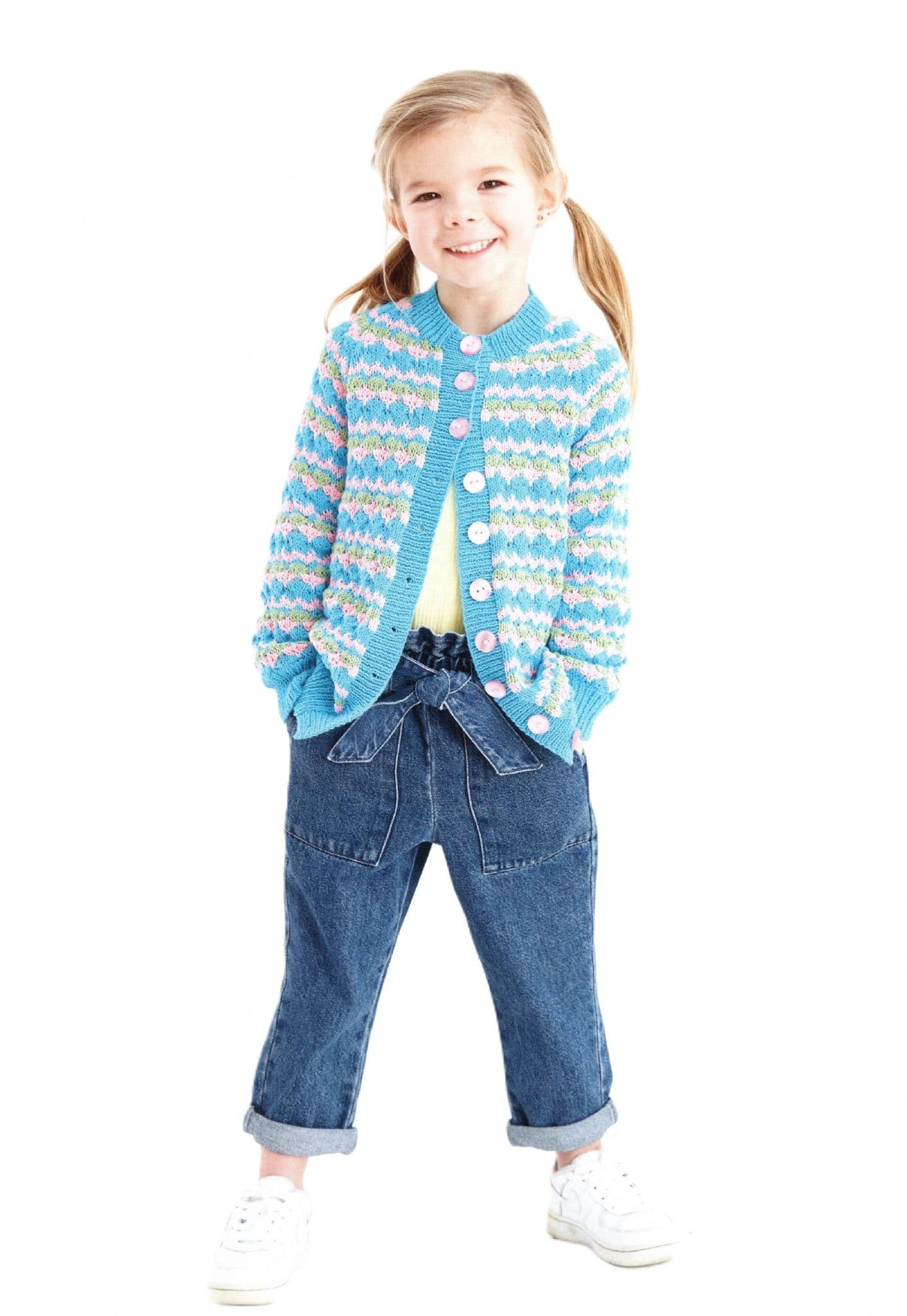 King Cole 4 Ply Knitting Pattern - 5879 Girl s Cardigan & Sweater