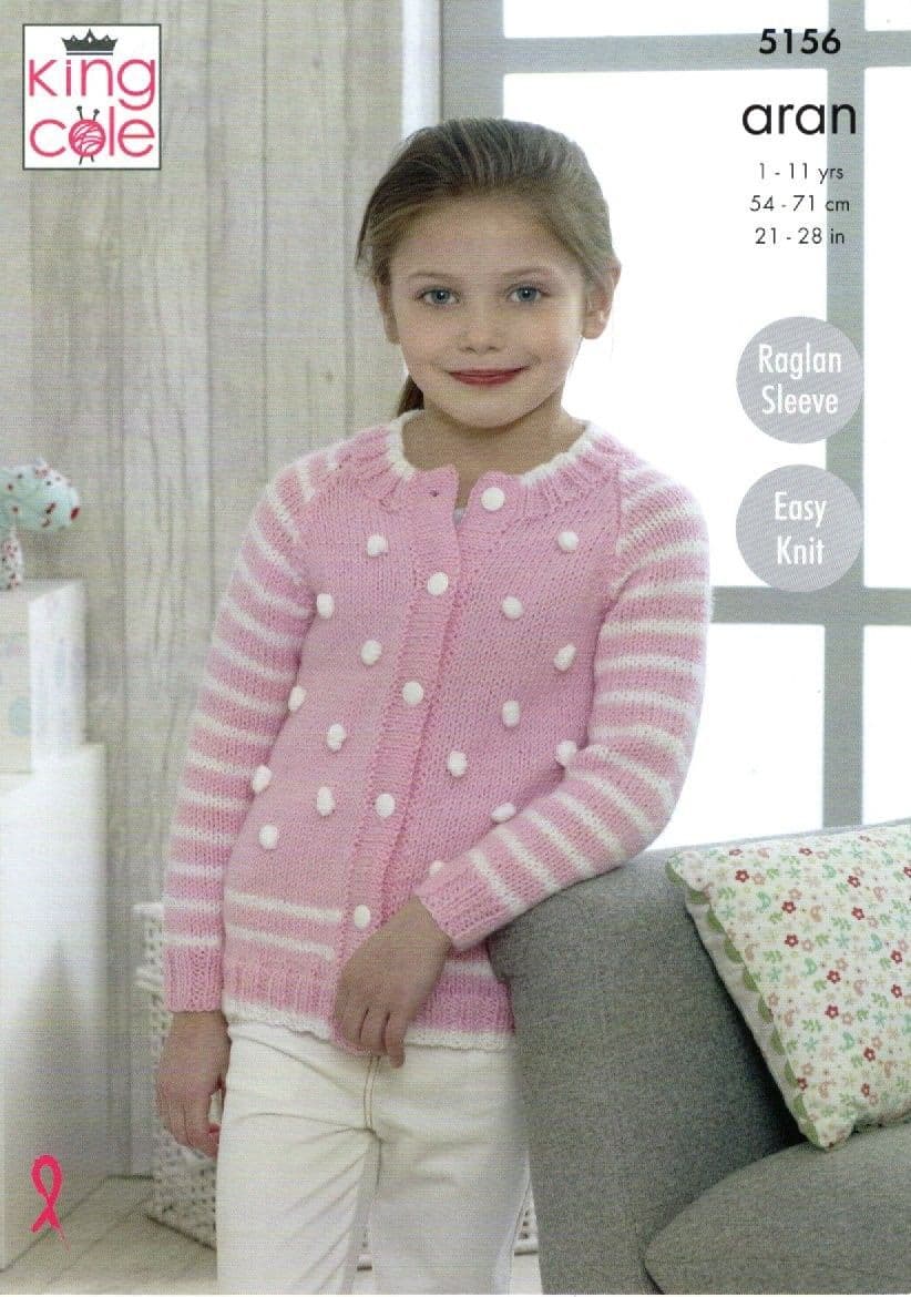 King Cole Aran Knitting Pattern - 5156 Cardigan & Sweater