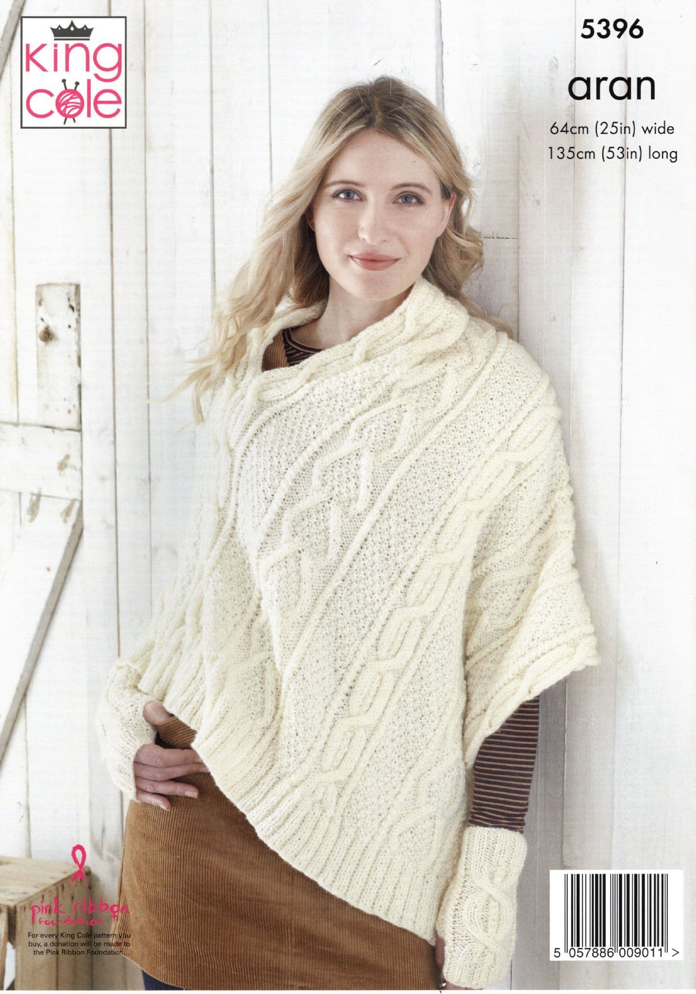 King Cole Aran Knitting Pattern - 5396 Ladies Hoodie & Poncho