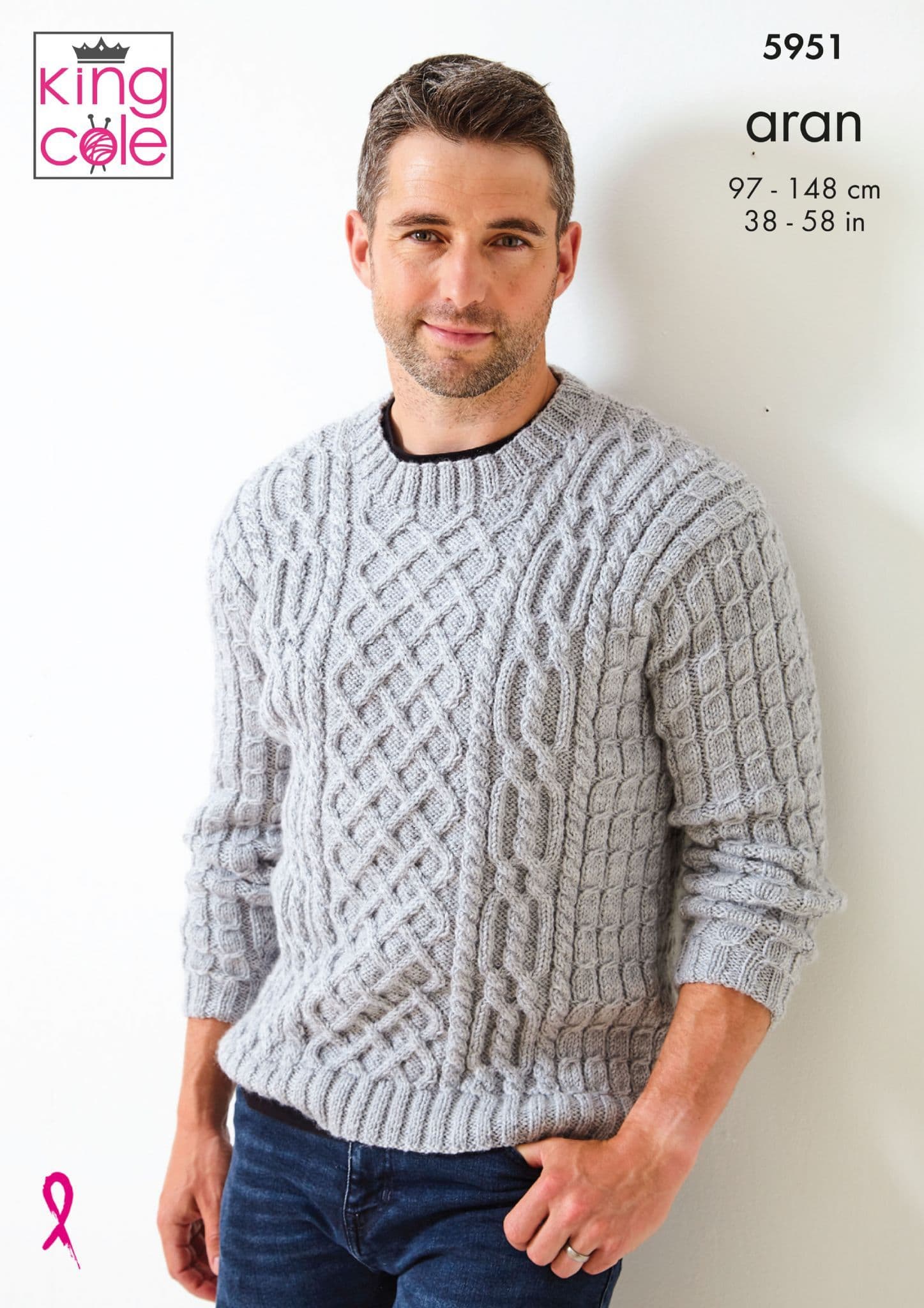 King Cole Aran Knitting Pattern - 5951 Men s Sweaters