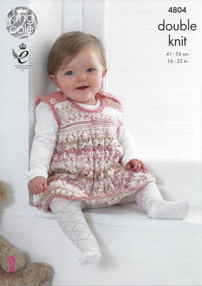 King Cole Baby Drifter DK Knitting Pattern - 4804 Jacket Pinafore Dress ...