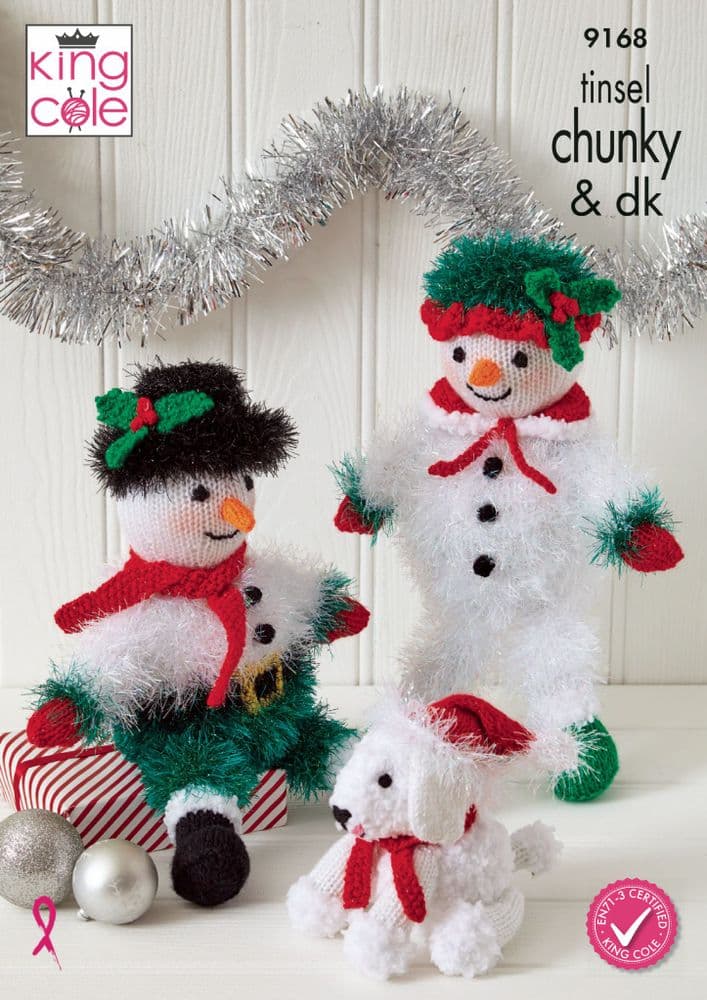 King Cole Chunky & DK Knitting Pattern - 9168 Mr & Mrs Twinkle & Snowflake