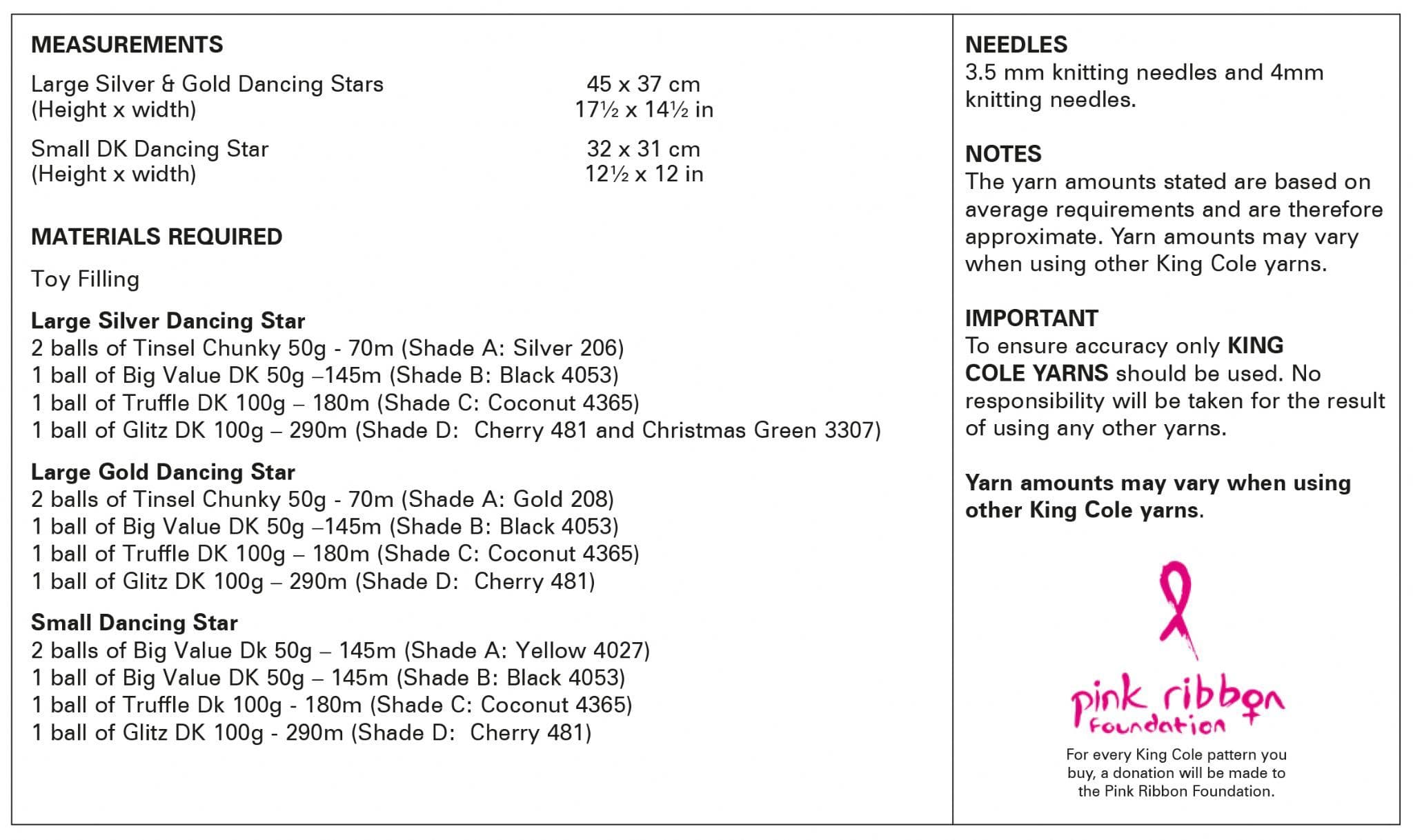 King Cole Chunky & DK Knitting Pattern - 9169 Dancing Stars in Tinsel