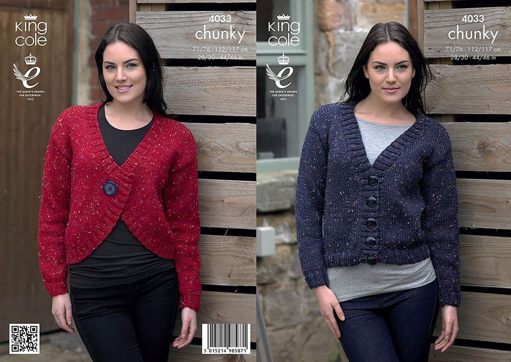 King Cole Chunky Knitting Pattern - 4033 Jackets