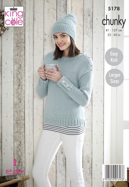 King Cole Chunky Knitting Pattern - 5178 Sweaters