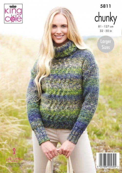 King Cole Chunky Knitting Pattern - 5811 Sweaters