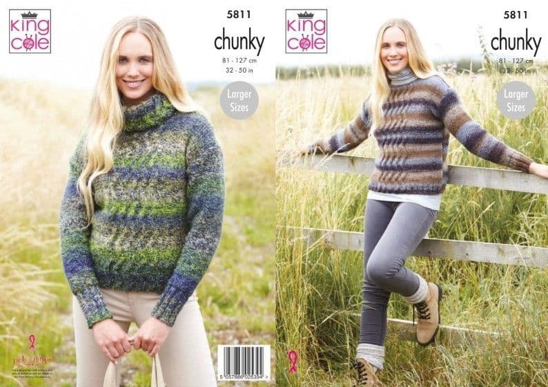 King Cole Chunky Knitting Pattern - 5811 Sweaters