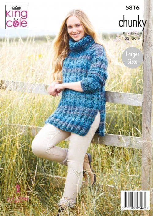 King Cole Chunky Knitting Pattern - 5816 Sweater & Tunic