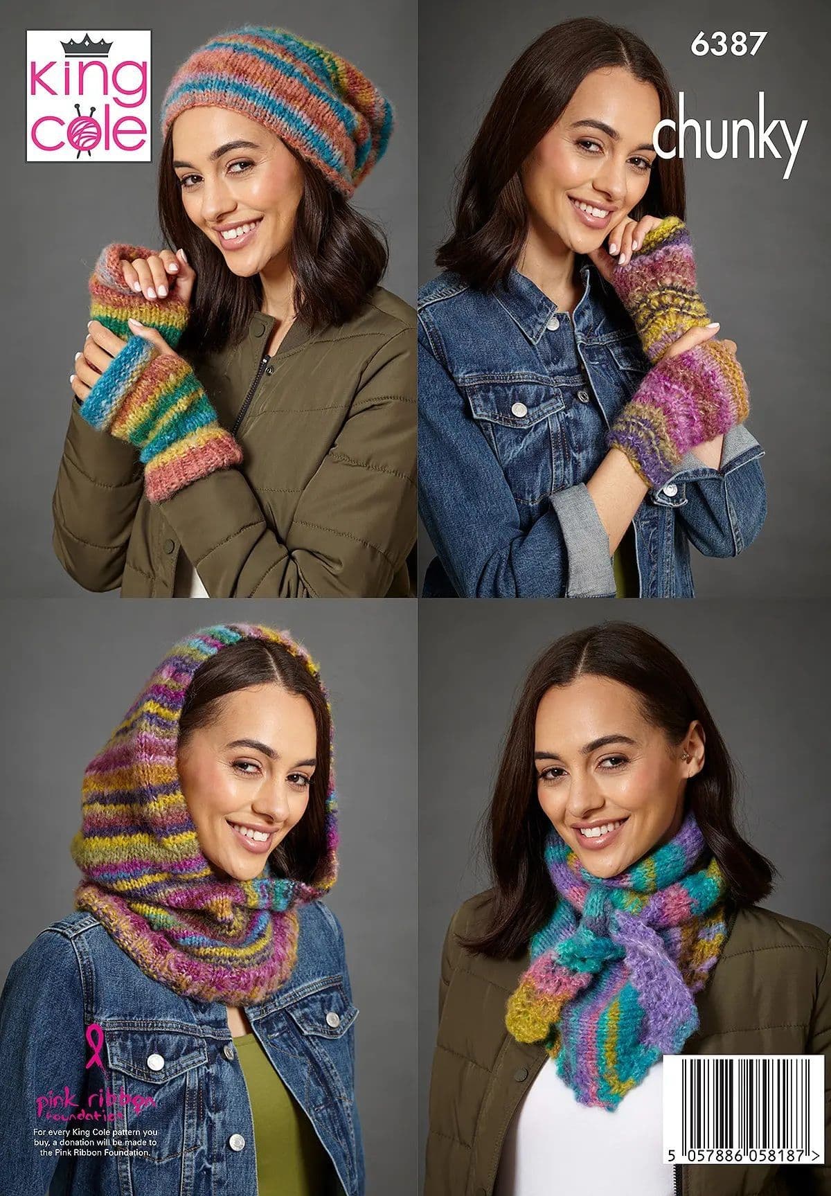 King Cole Chunky Knitting Pattern - 6387 Ladies Accessories 8 designs