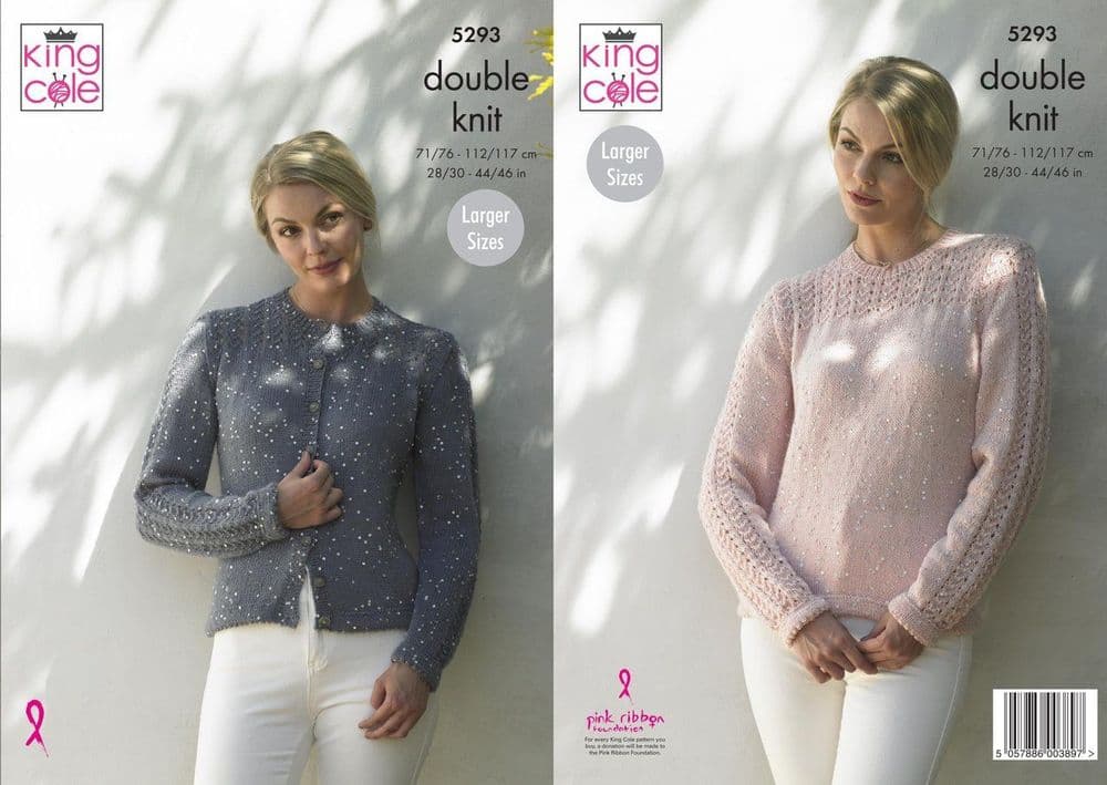 King Cole DK Knitting Pattern - 5293 Sweater & Cardigan