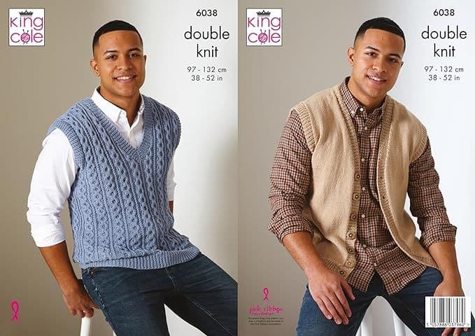 King Cole DK Knitting Pattern - 6038 Waistcoat & Sweater Vest