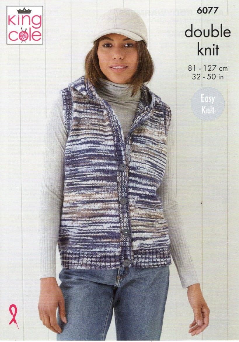 King Cole DK Knitting Pattern - 6077 Ladies Bodywarmers