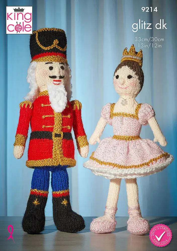King Cole DK Knitting Pattern - 9214 Nutcracker & Princess Dolls 2 Designs