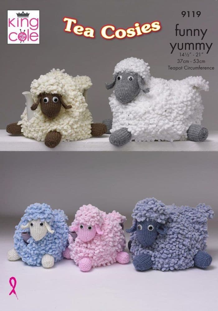 King Cole Funny Yummy & Yummy - 9119 Sheep Tea Cosies Knitting Pattern