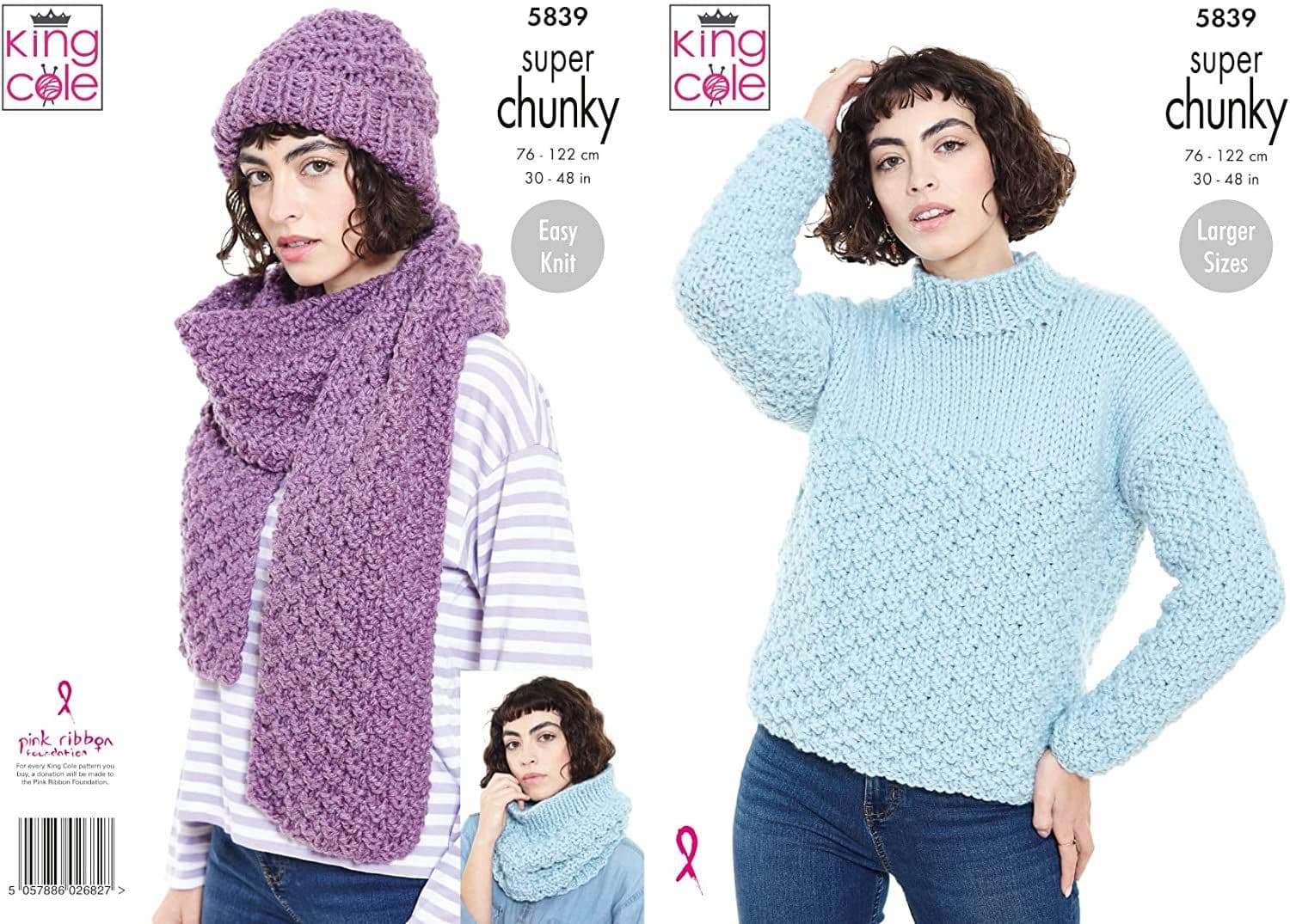 King Cole Super Chunky Knitting Pattern - 5839 Accessories & Sweater