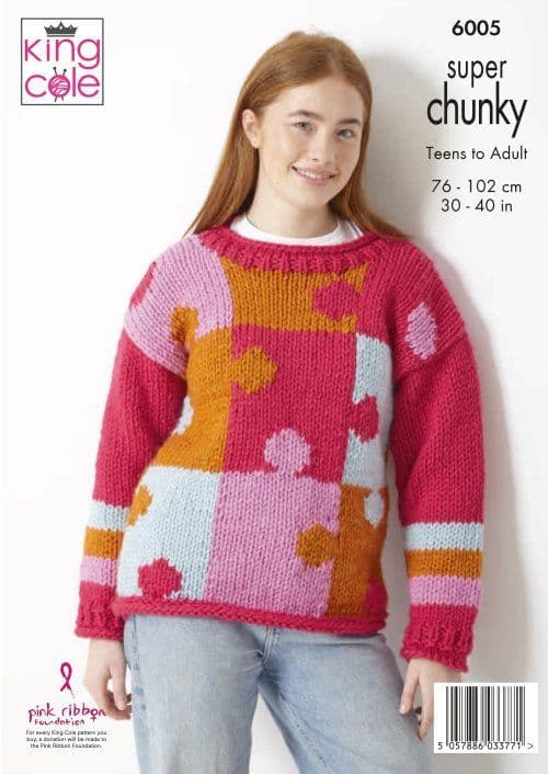 King Cole Super Chunky Knitting Pattern - 6005 Sweaters
