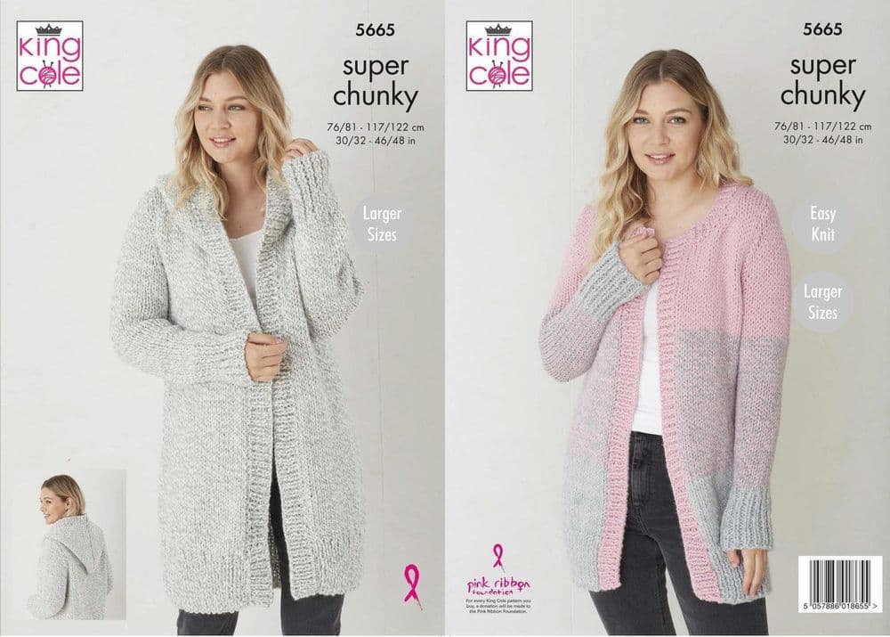 King Cole Timeless Classic Super Chunky Knitting Pattern - 5665 Jacket