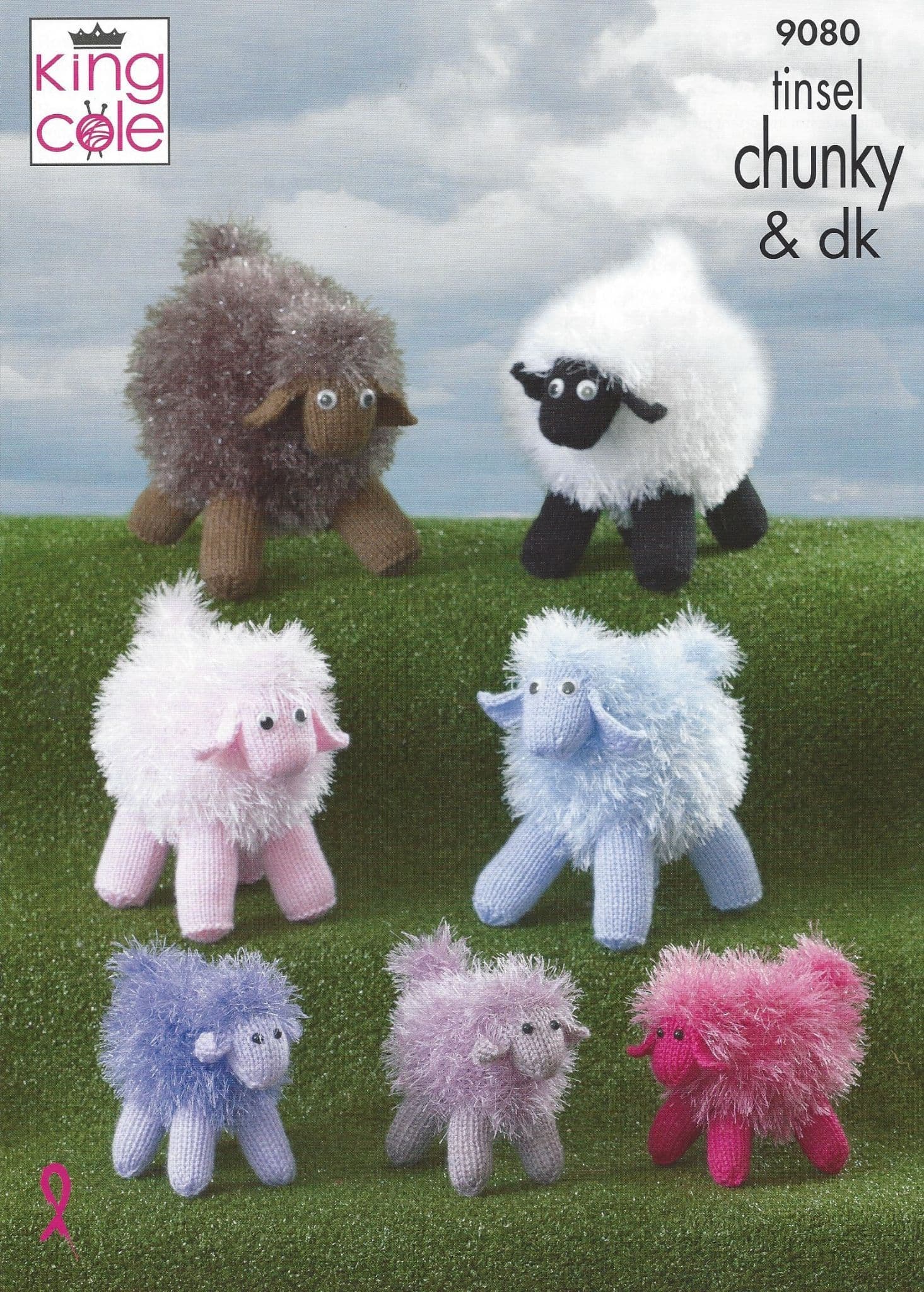King Cole Tinsel Chunky - 9080 Sheep Three Sizes Knitting Pattern
