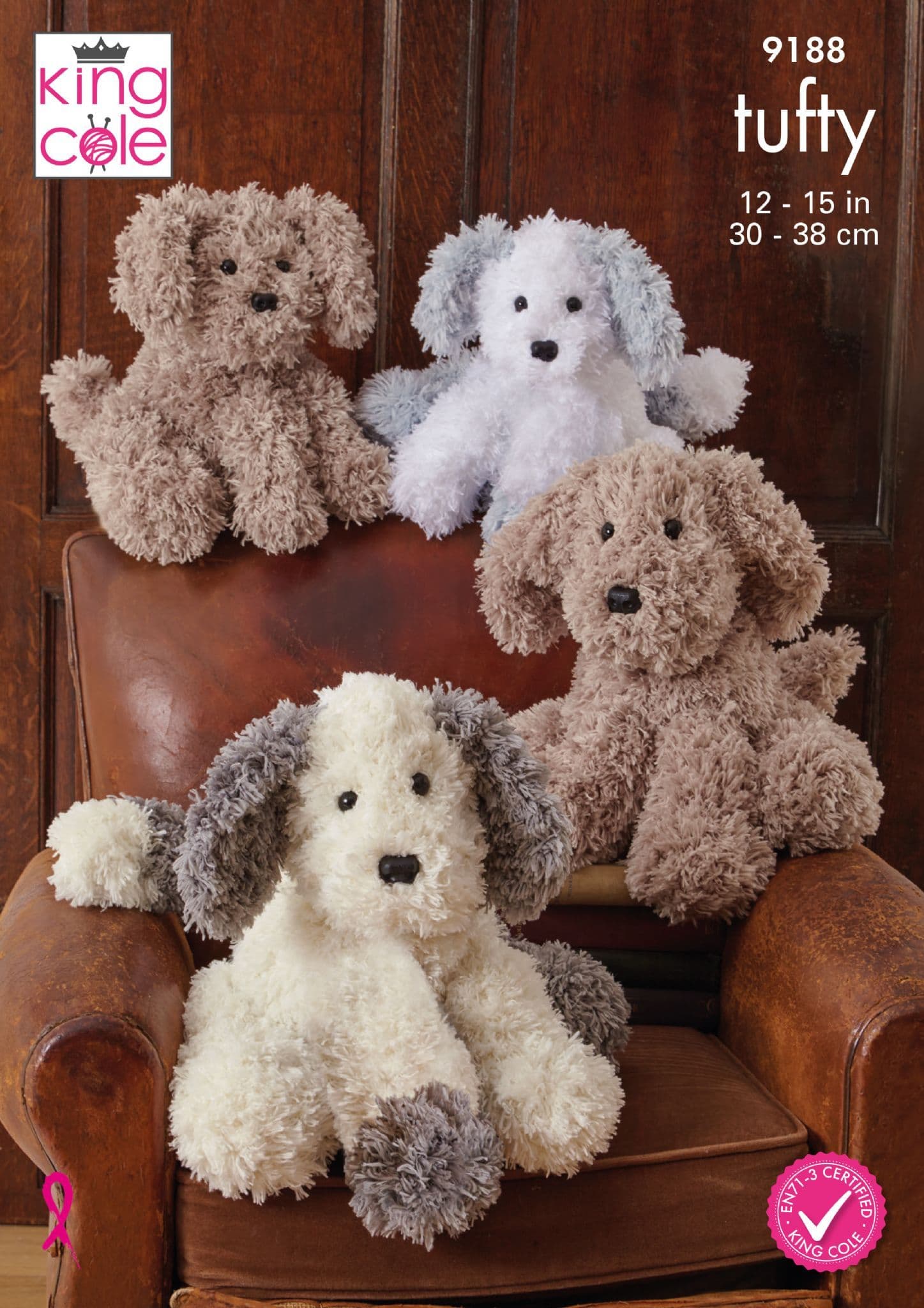 King Cole Tufty Super Chunky Knitting Pattern - 9188 Dogs in Tufty