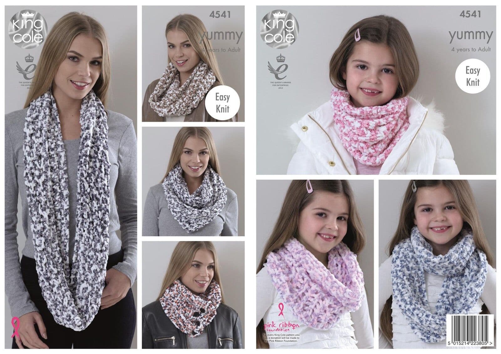 King Cole Yummy - 4541 Snoods x 6 Designs Knitting Pattern