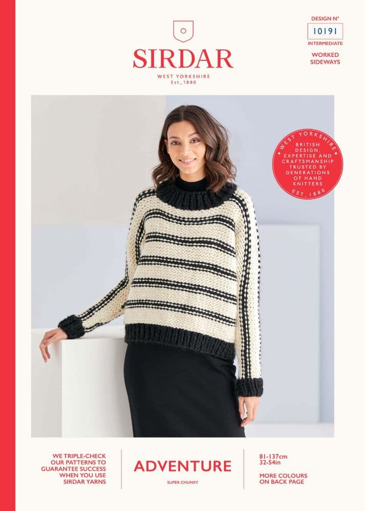 Sirdar Adventure Super Chunky Knitting Pattern - 10191 Sweater