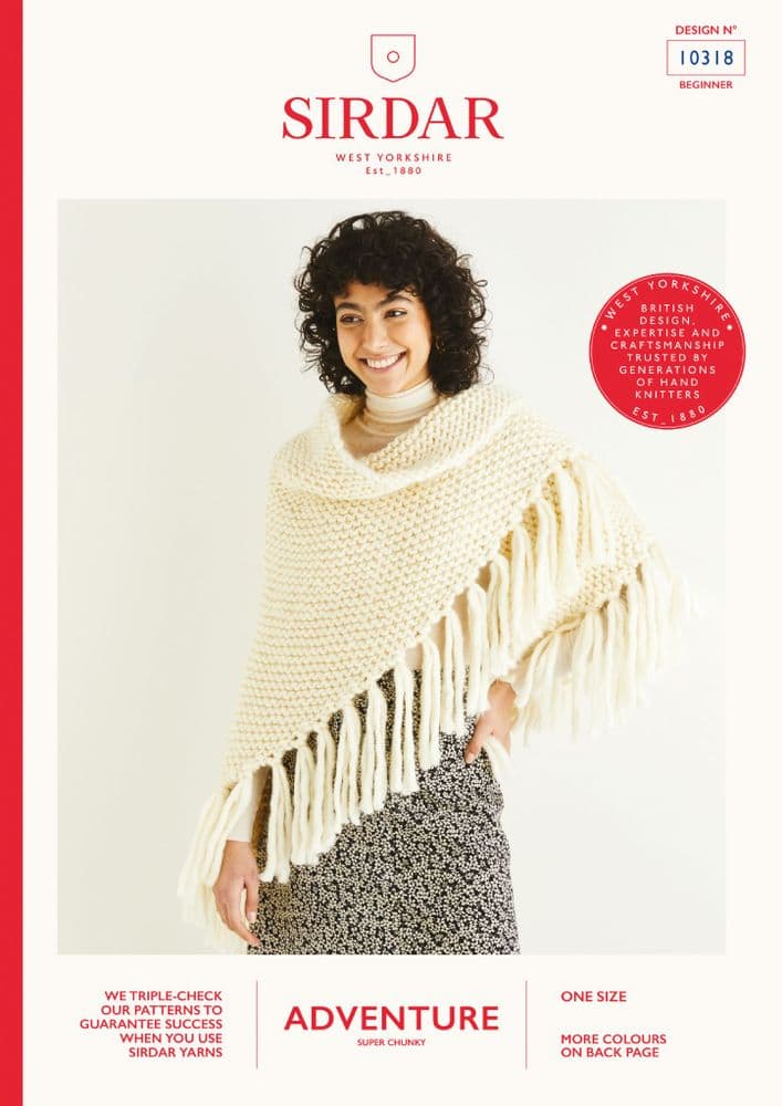Sirdar Adventure Super Chunky Knitting Pattern - 10318 Shawl