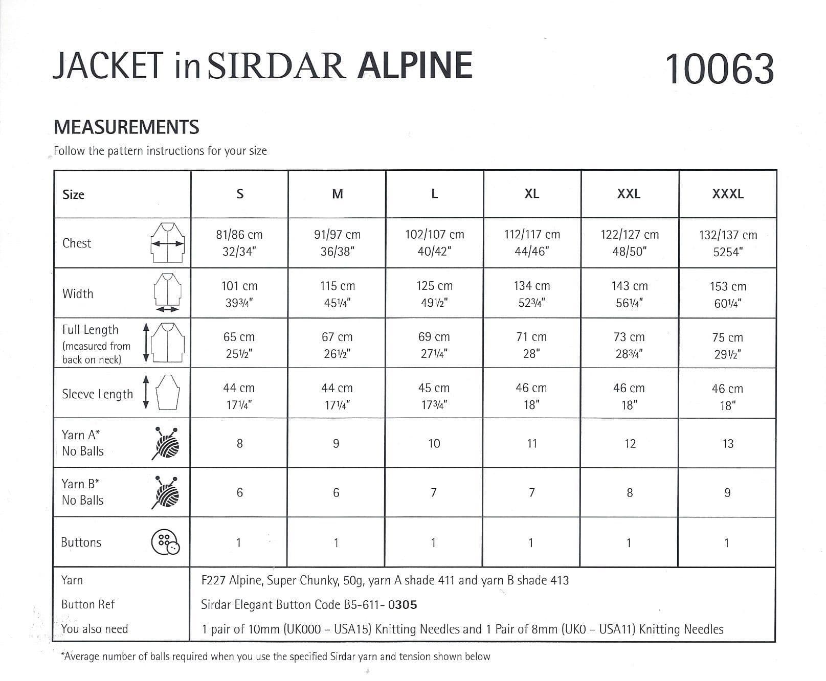Sirdar Alpine Knitting Pattern - 10063 Jacket