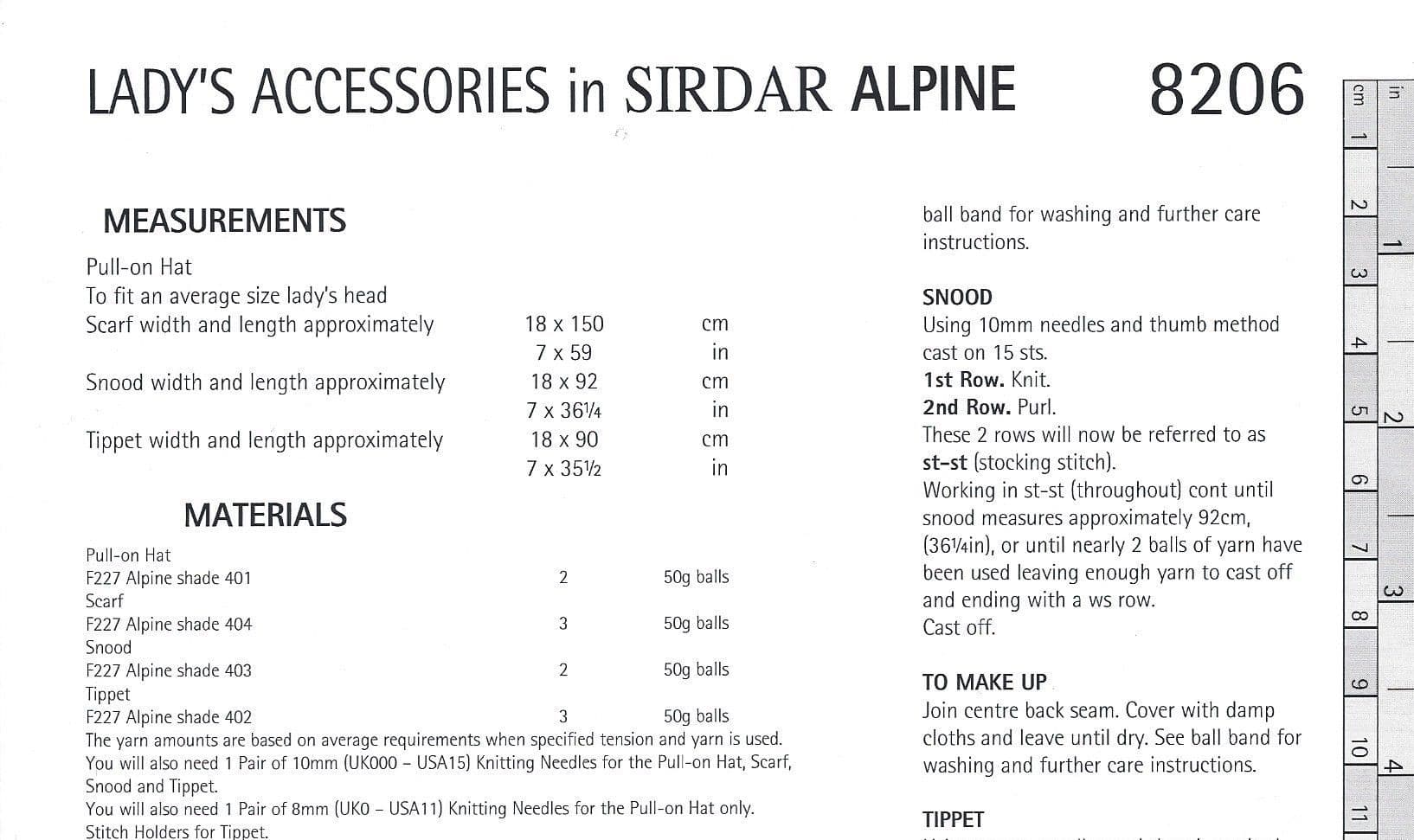 Sirdar Alpine Knitting Pattern - 8206 Accessories