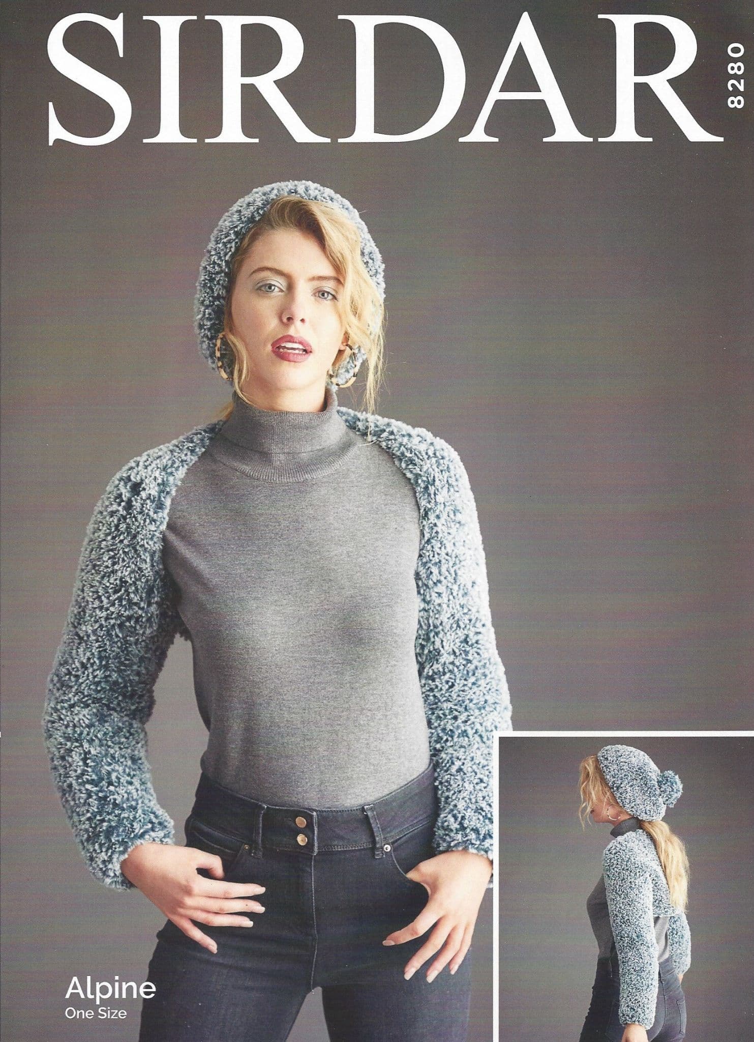 Sirdar Alpine Knitting Pattern - 8280 Sleeve Shrug and Pull on Hat