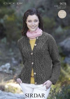Sirdar Click DK - 9678 Cardigan Knitting Pattern