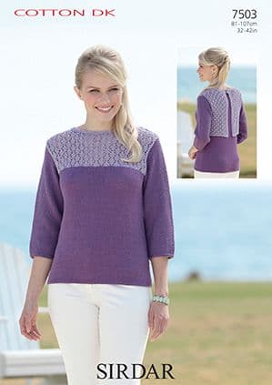 Sirdar Cotton DK Knitting Pattern - 7503 Sweater