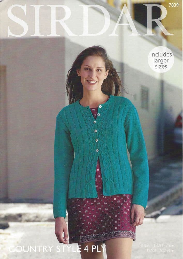 Sirdar Country Style 4ply - 7839 Cardigan Knitting Pattern