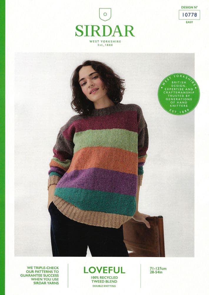 Sirdar DK Knitting Pattern - 10778 Ladies Sweater
