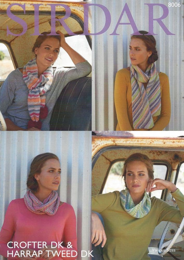 Sirdar DK Knitting Pattern - 8006 Snoods & Scarves 4 Designs