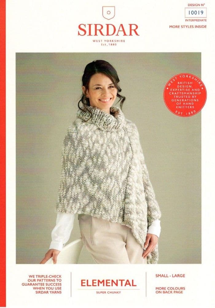 Sirdar Elemental Super Chunky Knitting Pattern - 10019 Poncho