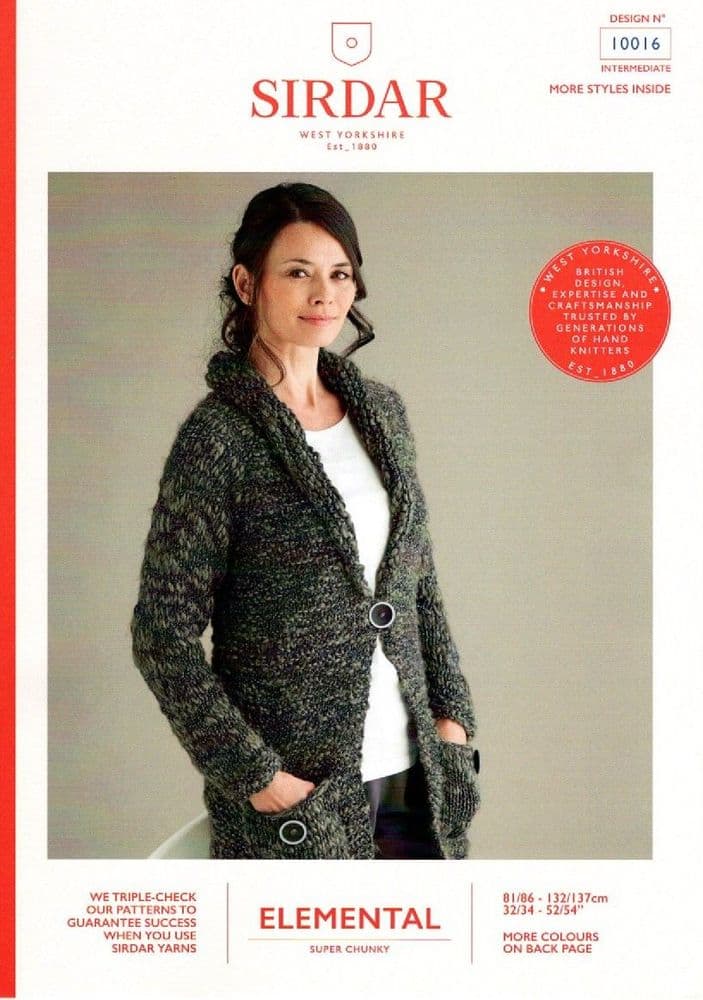 Sirdar Elemental Super Chunky Knitting Pattern Booklet - 10016 Jacket