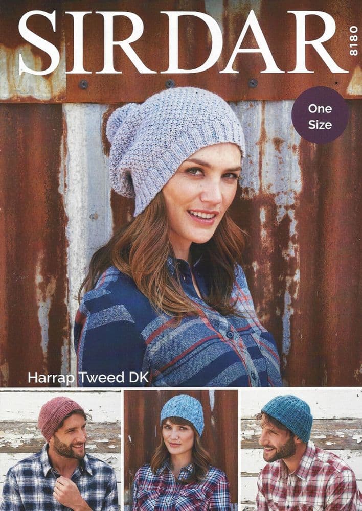 Sirdar Harrap Tweed DK - 8180 Hats Knitting Pattern