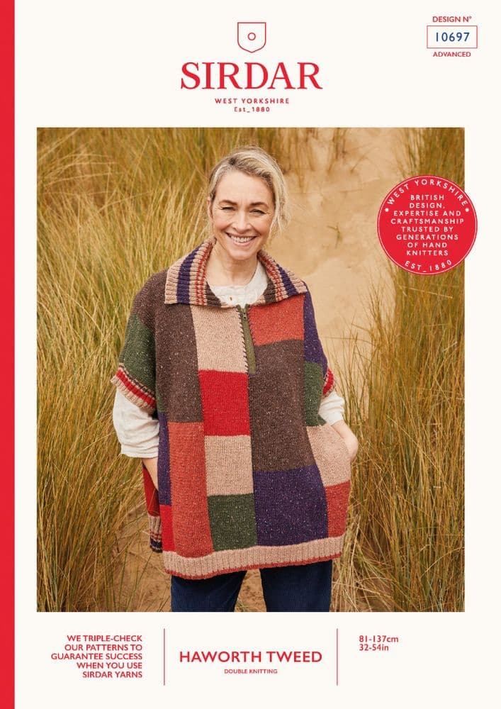 Sirdar Haworth Tweed DK Knitting Pattern - 10697 Ladies Poncho