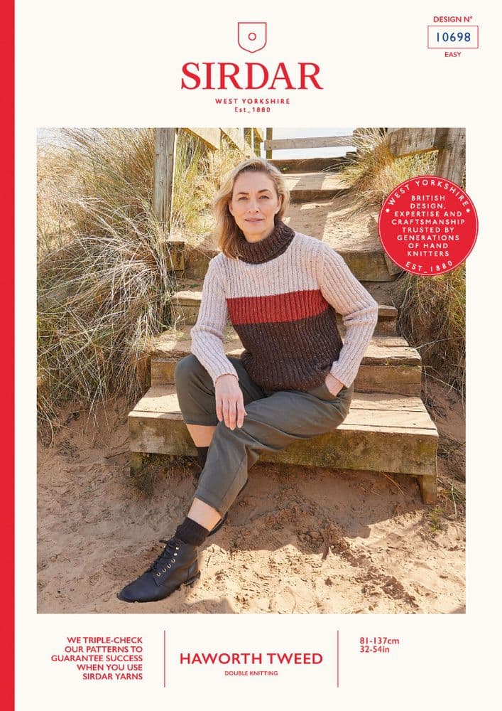 Sirdar Haworth Tweed DK Knitting Pattern - 10698 Ladies Sweater