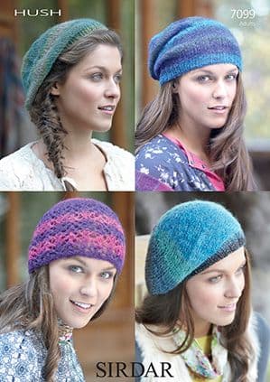 Sirdar Hush Lace Yarn Knitting Pattern - 7099 Berets and Hats